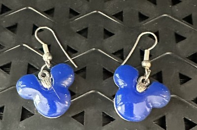 Disney Silver and Blue Mickey Head Dangle Earrings | eBay