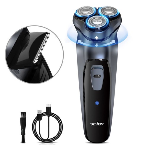 Men's Electric Shaver Pop-up Trimmer Rotary Razor Beard Shaving USB ...