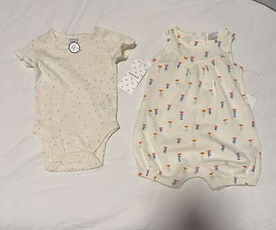 Nordstrom Girl's New Born One Piece Outfit Ivory 2pc. Set NEW | eBay
