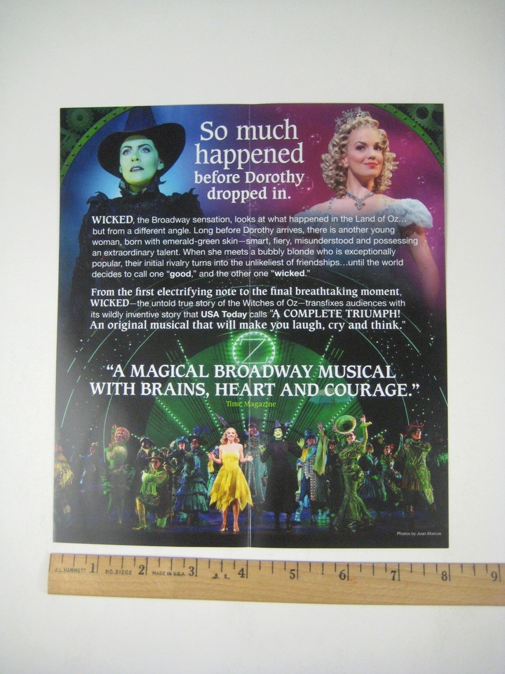 Wicked 2013 Show Program Theatre Broadway Indina Menzel Kristin ...