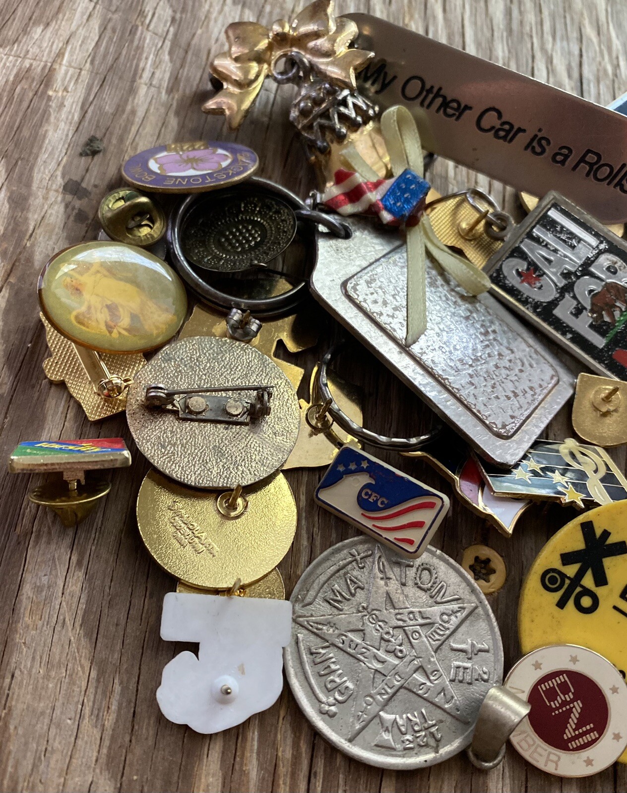 Junk Drawer Lot Vintage Lapel Pin Keychain Key Ring Fob Pinback | eBay