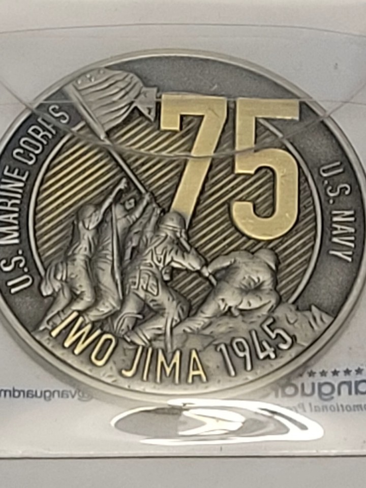 Vintage USMC WWII GYSGT John Basilone Challenge Coin 75 Years Iwo Jima ...