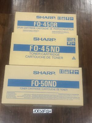 3 Sharp FO-45ND Black Toner Cartridge FO-45DR Drum Cartridge FO-50ND ...