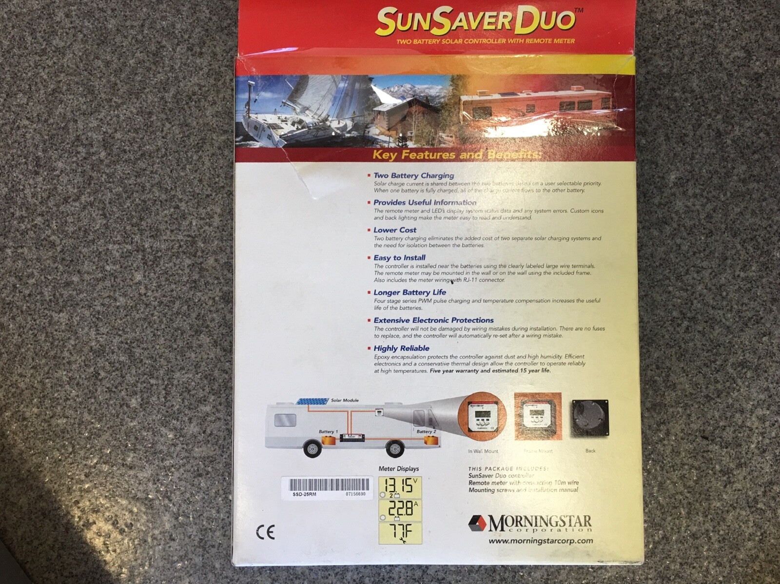 Morningstar SunSaver DUO 25A 12V dual battery solar charge regulator ...