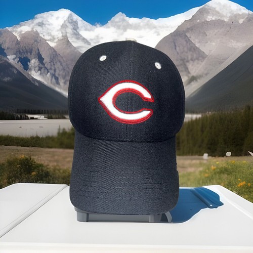 Cincinnati Reds MLB Black Hat Cap White C outlined in Reds Hook Loop ...