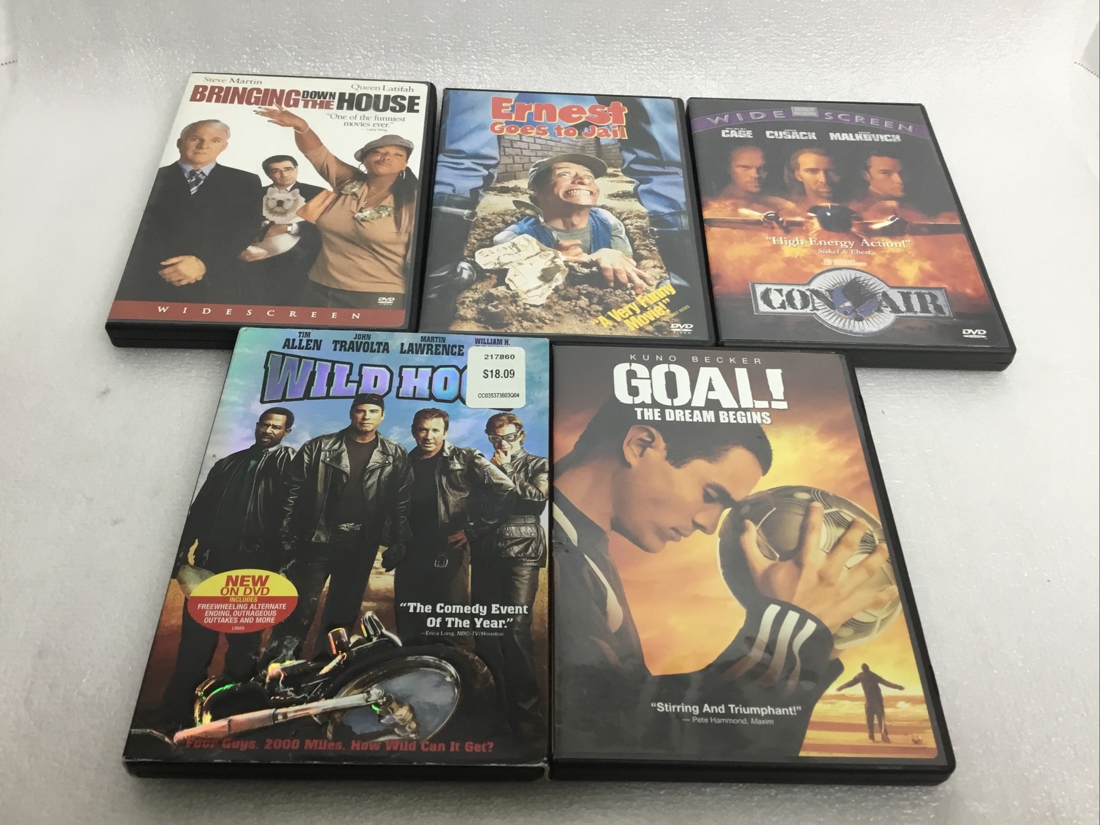 Lot of 5 DVD Movies by Touchstone Pictures Con Air, wild Hogs, Goal ...