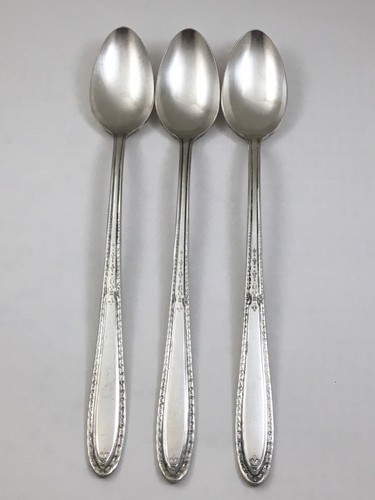 ISABELLA Pattern Silverplate Lot of 3 Iced Teaspoons 7 1/2" Silverware ...