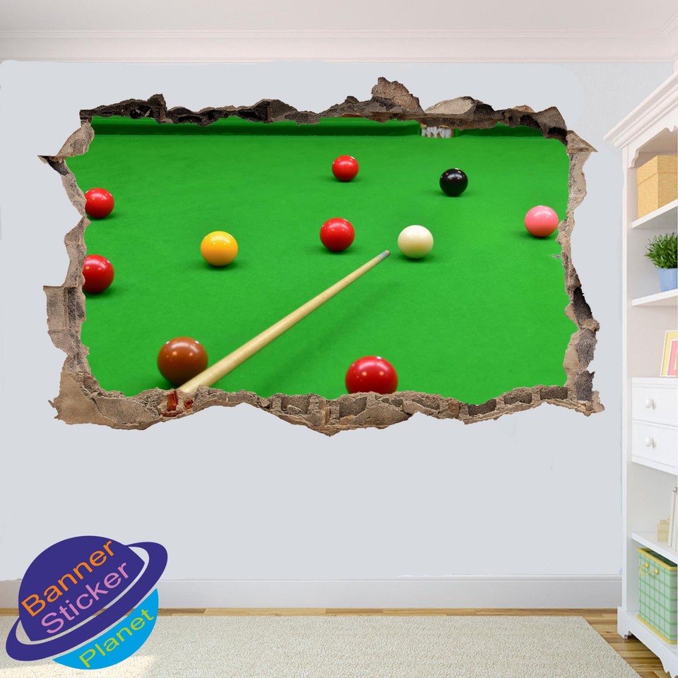 SNOOKER BILLARDS POOL SPORT OFFICE WALL STICKER POSTER 3D ART MURAL ...