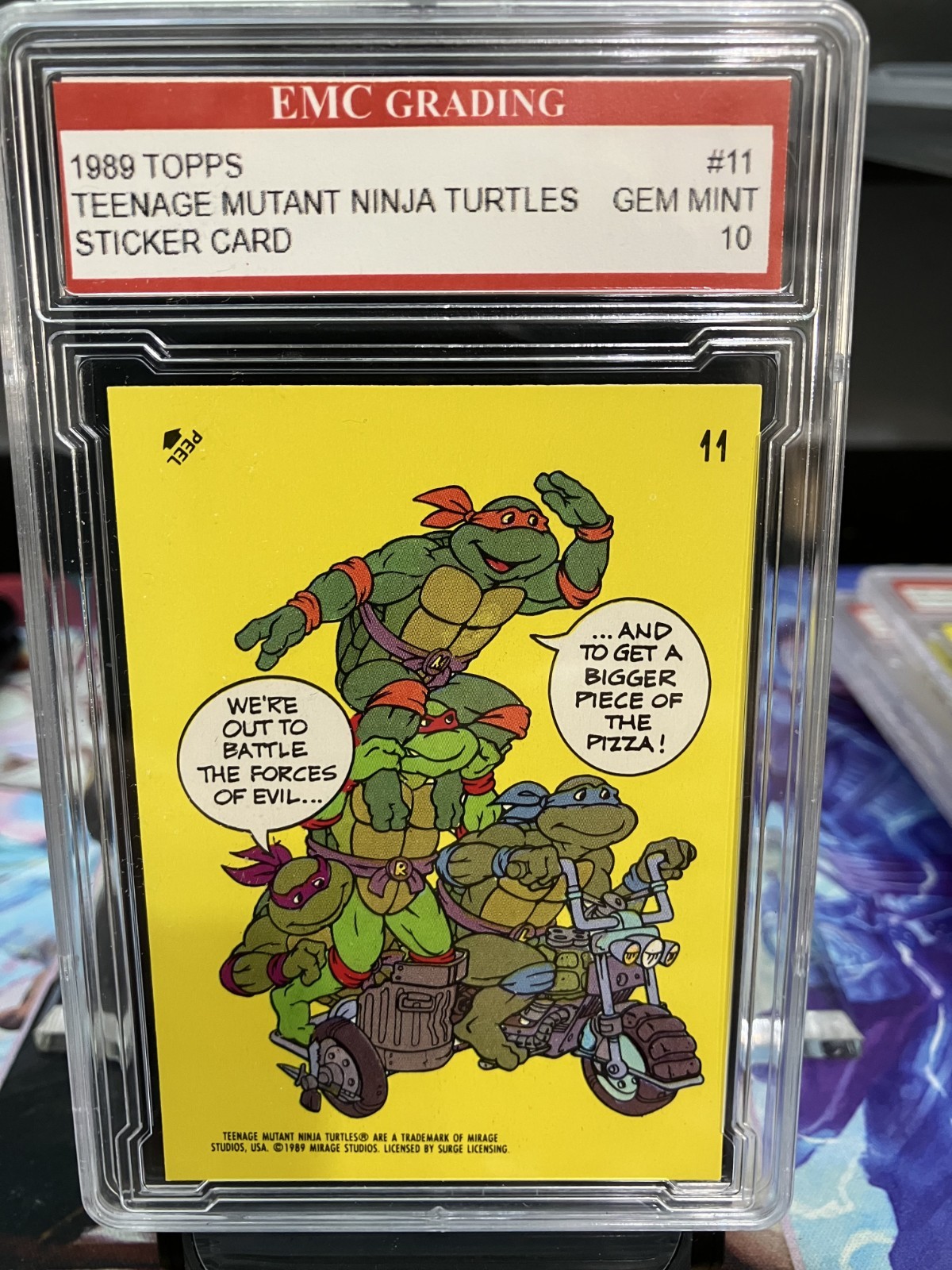 TMNT 1989 Topps Teenage Mutant Ninja TURTLES STICKER #11 EMC GRADED 10 ...