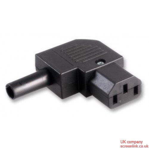 Black Right Angle Wireable Mains Appliance Power 90 Degree IEC Plug C13 ...