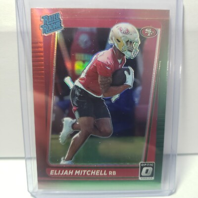Elijah Mitchell 2021 Optic Football Red and Green Parallel Rated Rookie ...