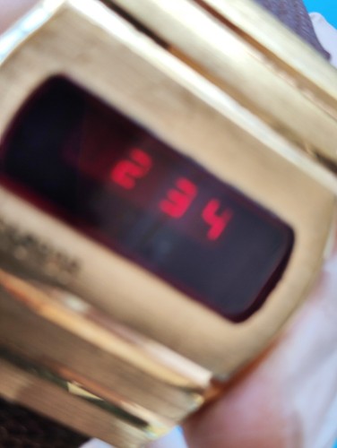 Vintage 1970s Helbros Men's Electronic Digital Watch, Red LED Display ...