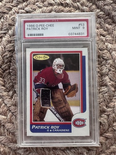 1986 OPC Hockey #53 Patrick Roy Rookie Card Graded PSA 9 MINT O-Pee ...