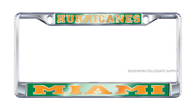UNIVERSITY OF MIAMI HURRICANES Mirrored License Plate / Tag Frame | eBay