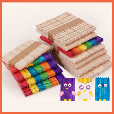 Coloured Natural Ice Lolly Lollipop Sticks Wooden Model Craft Model ...