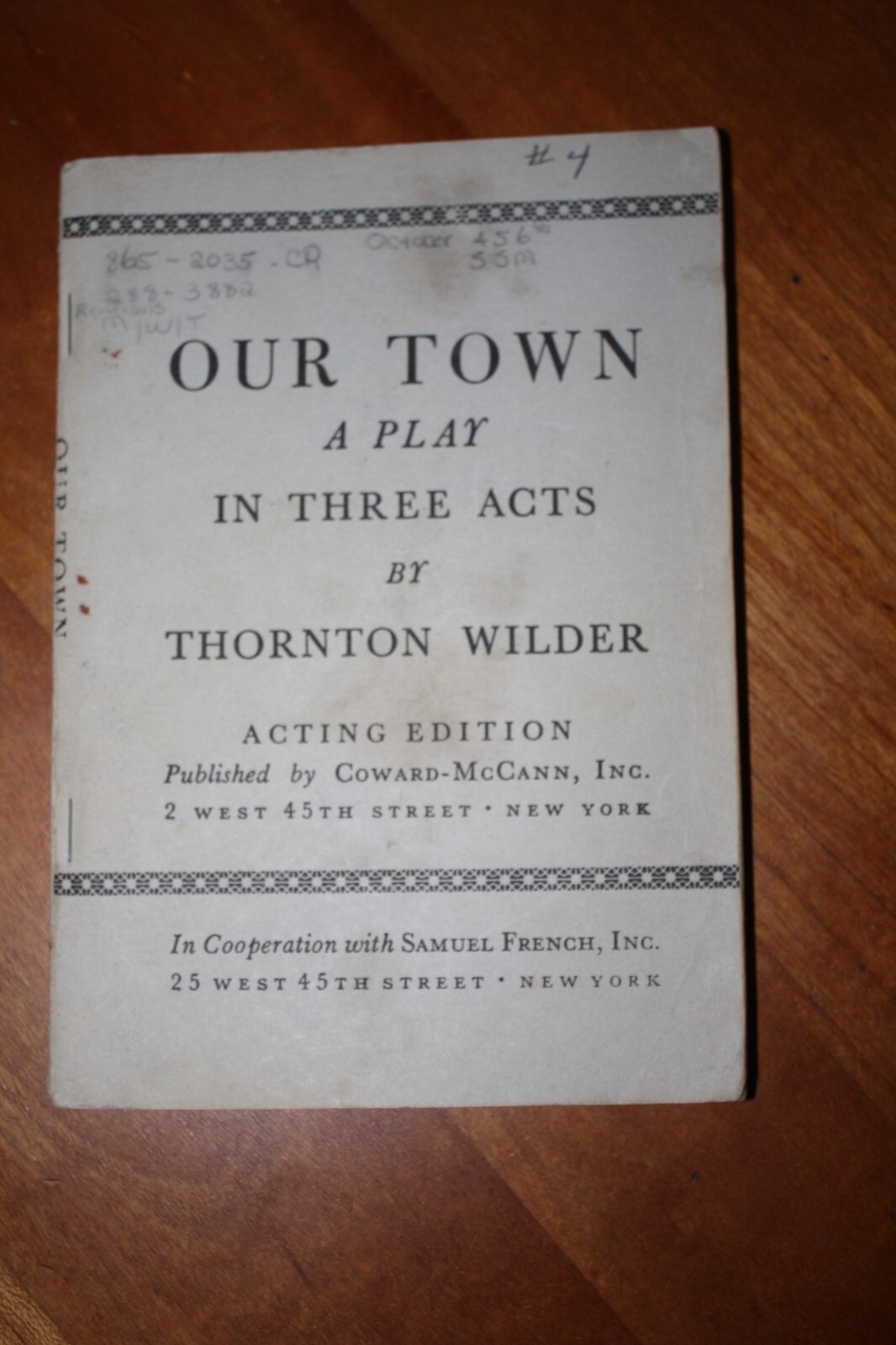 Our Town: A Play in Three Acts - Paperback By Thornton Wilder - GOOD ...