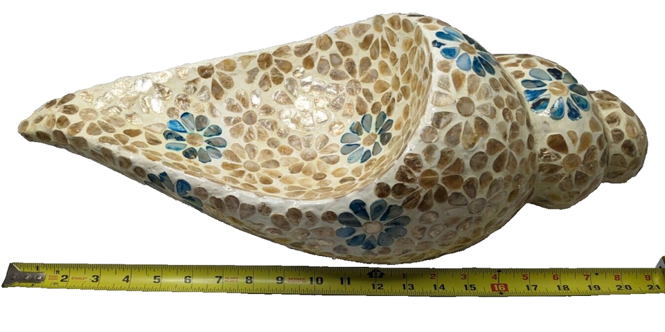 Large Handmade Capiz Shell Mosaic Seashell Coastal Beach Decor Blue ...