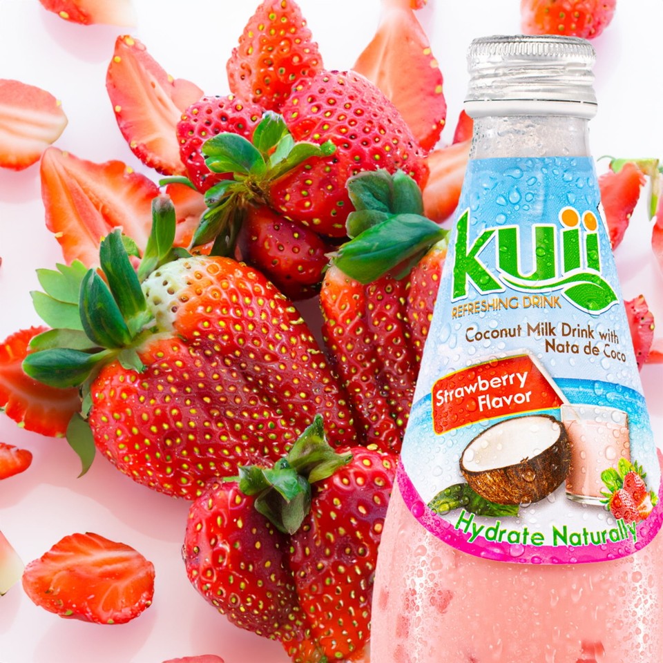 (6 Pack) Kuii Nata De Coco Strawberry Coconut Milk, 290 Ml Bottle ...