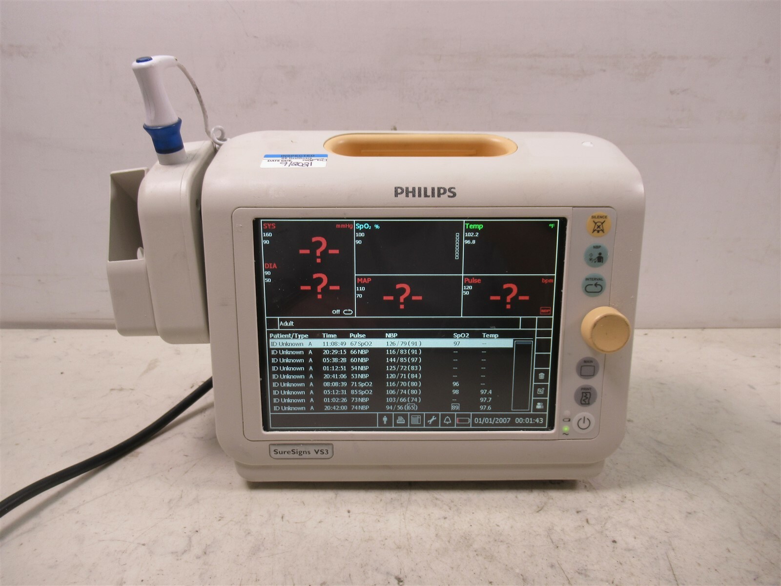 Philips SureSigns VS3 Patient Vital Signs Monitor w/ Temp Probe | eBay