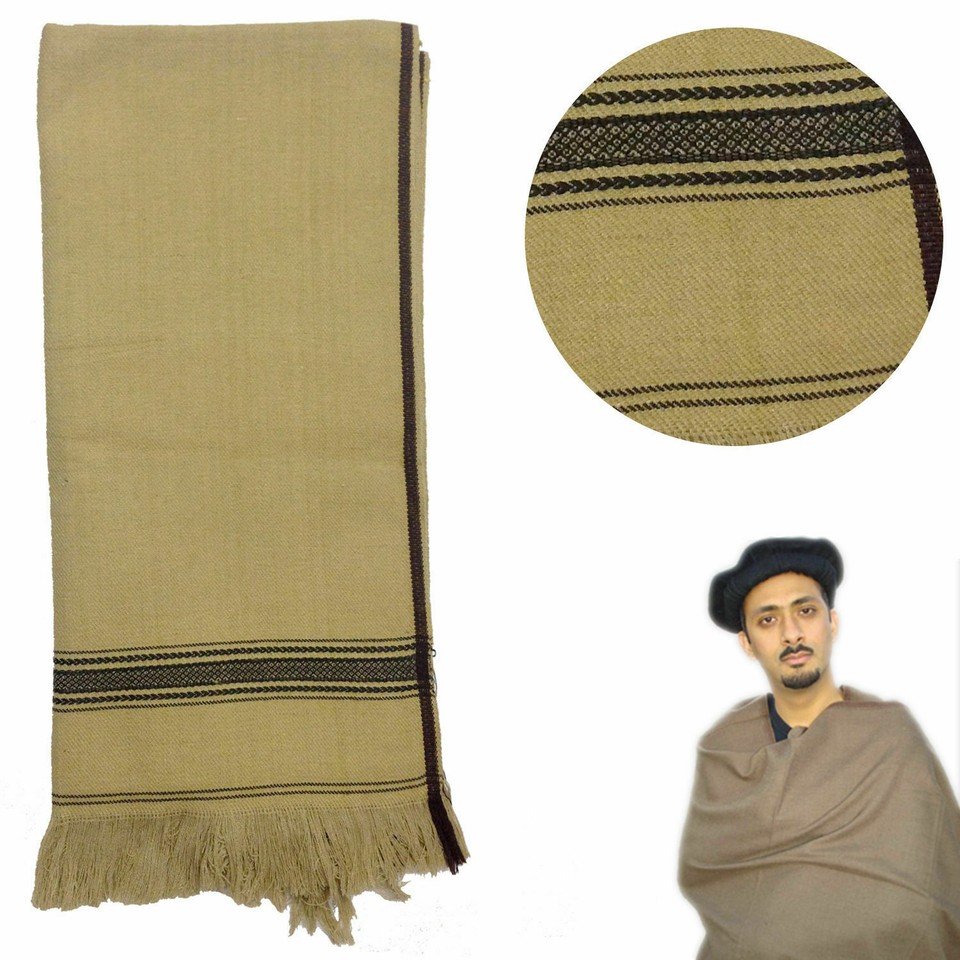 AFGHAN PATOO BLANKET WOOL SHAWL PATU LONG SCARF WRAP THICK PASHTUN MENS ...