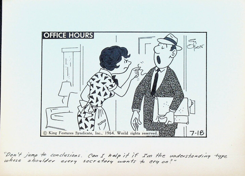 Office Hours by Cy Olson Original Comic Strip Art July 18 1964 Wife ...