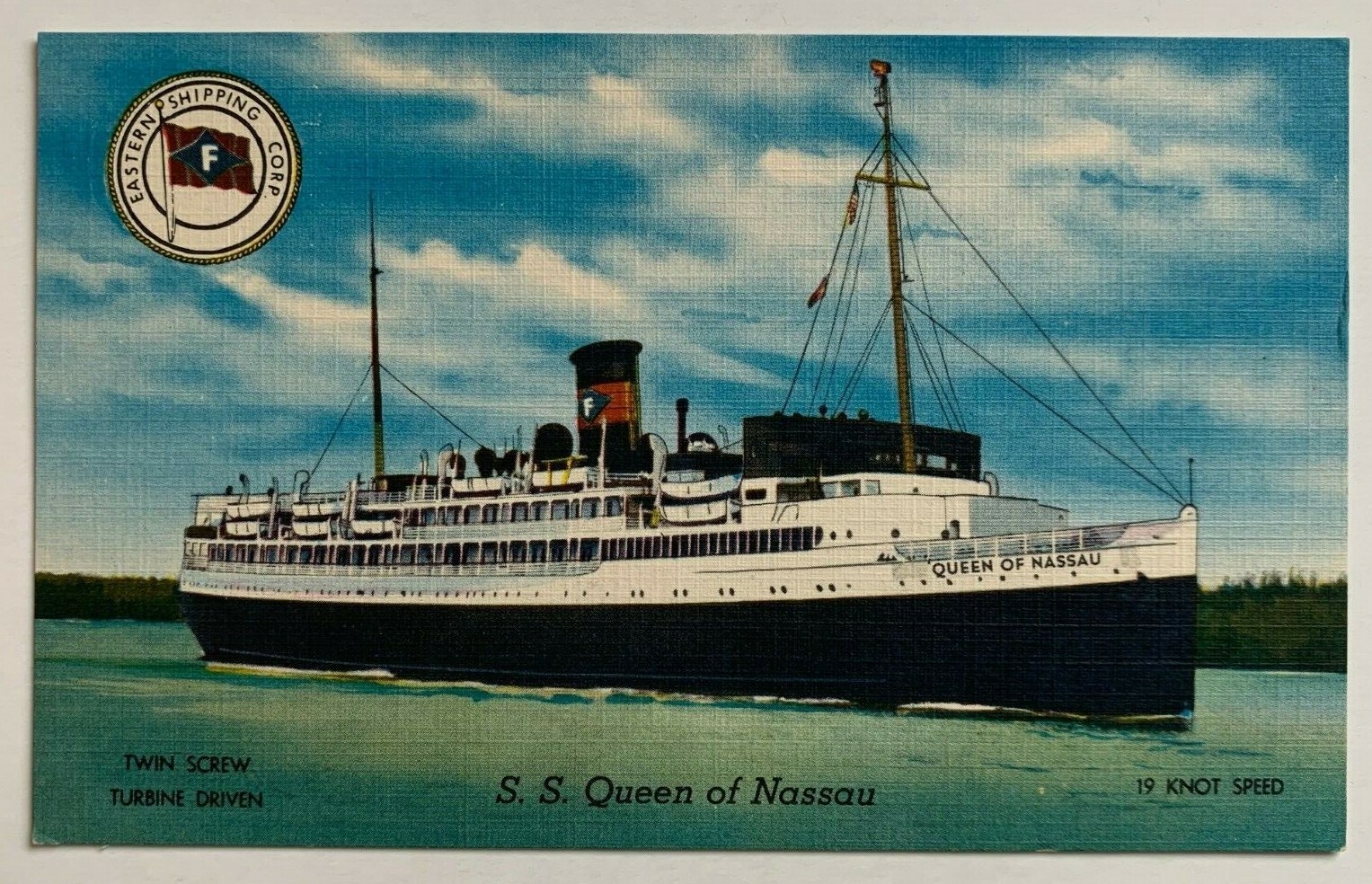 Postcard Eastern Shipping Corp SS Queen of Nassau steamer ship vintage ...