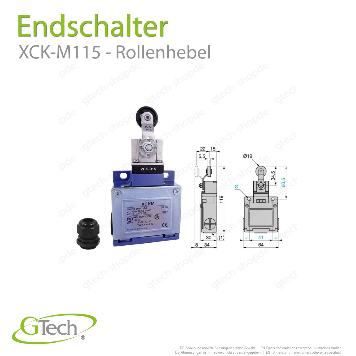 Endschalter Rollenschalter Grenztaster Limit Switch Positionstaster XCK ...