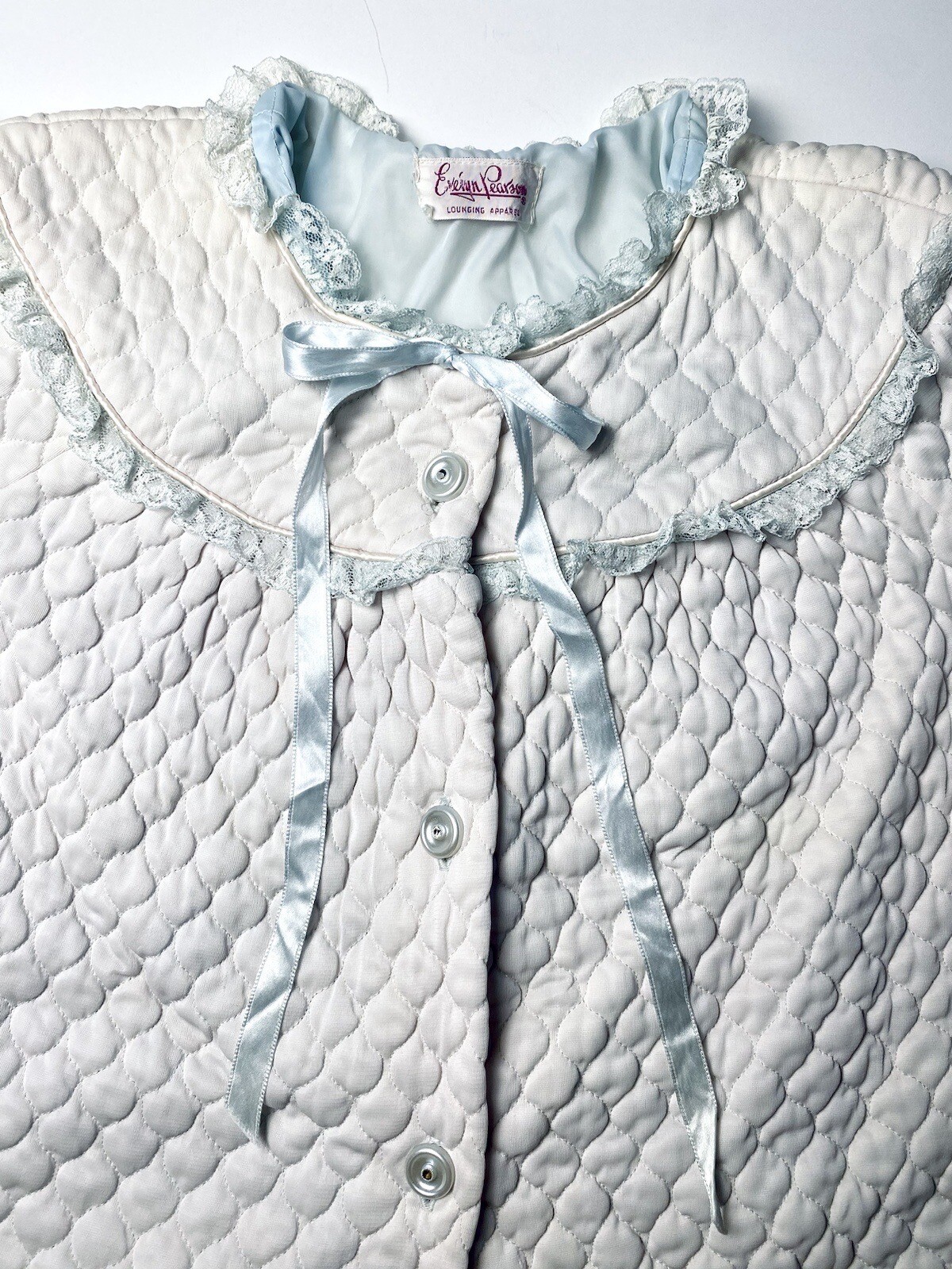 Vintage Boudoir Jacket Bed Coat 1960s Quilted Blue Pinup Swing Lace ...