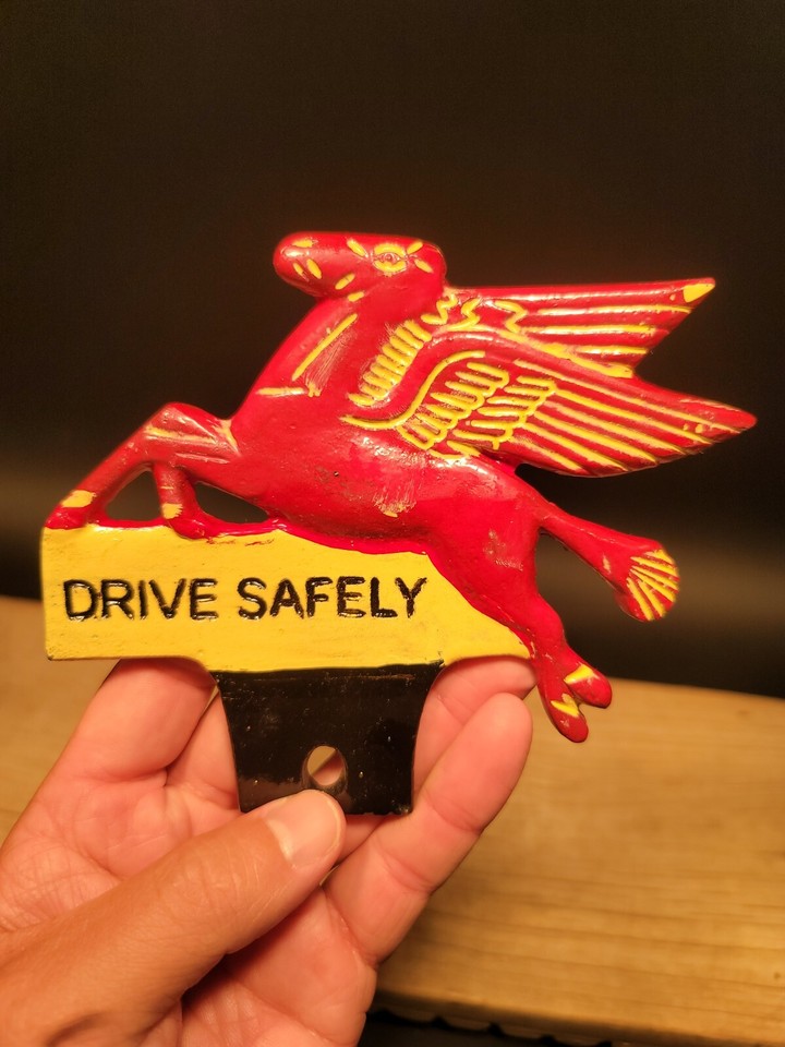 Antique Vintage Style Aluminum Pegasus Drive Safely License Plate Fob ...