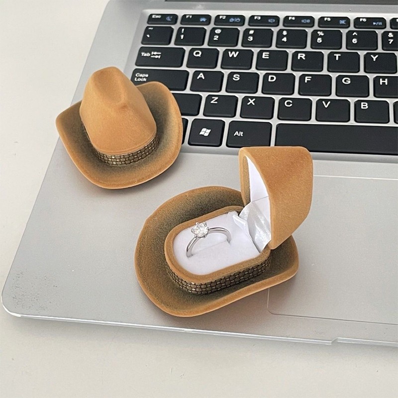 Cowboy Hat Jewelry Box Velvet Ring Box Funny Organizer Jewelry Stand ...