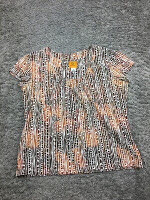 Ruby Rd. Shirt Womens Size Small White Brown Shorts Sleeve Cotton ...