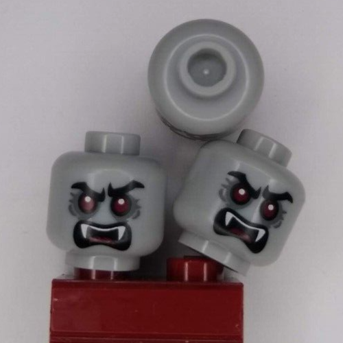 LEGO BAM Head Alien Male Vampire Red Eyes Fangs Angry Eyebrows Mouth ...
