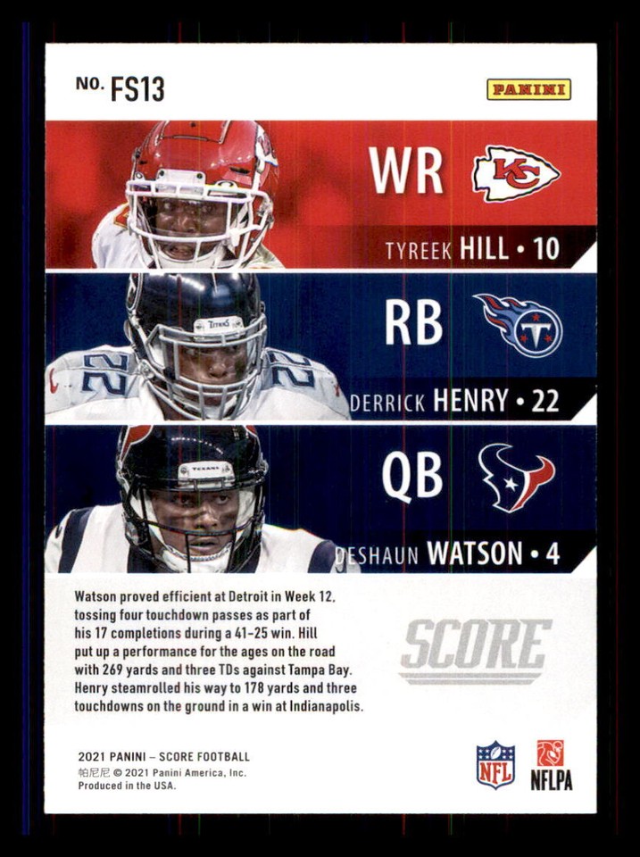 2021 Football 2021 Score Henry/Watson/Hill NFL #FS13 FS1 | eBay