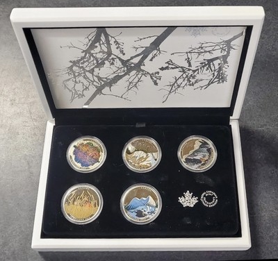 2016 1 oz. Fine Silver Colored 5 Coin Set Landscape Illusion Royal ...