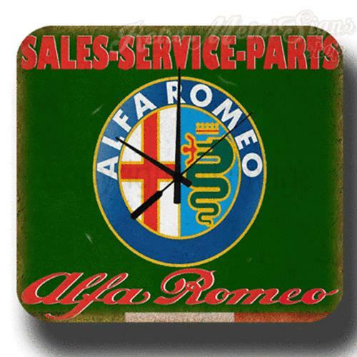 ALFA ROMEO SALES SERVICE VINTAGE RETRO METAL TIN SIGN STYLE WALL CLOCK ...