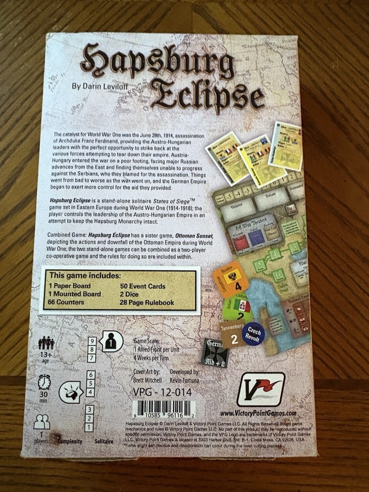 HAPSBURG ECLIPSE, With Extras VICTORY POINT GAMES | eBay