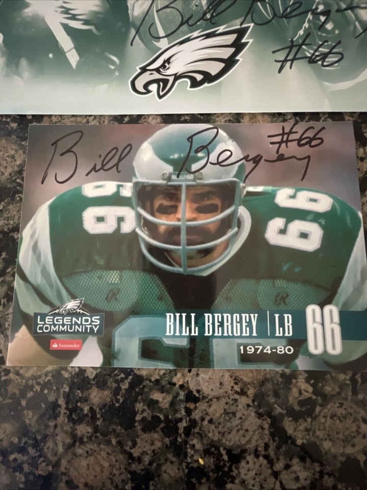 Eagles Bill Bergey Signed 8x10 & 5x7 Autographed At Game In Black ...