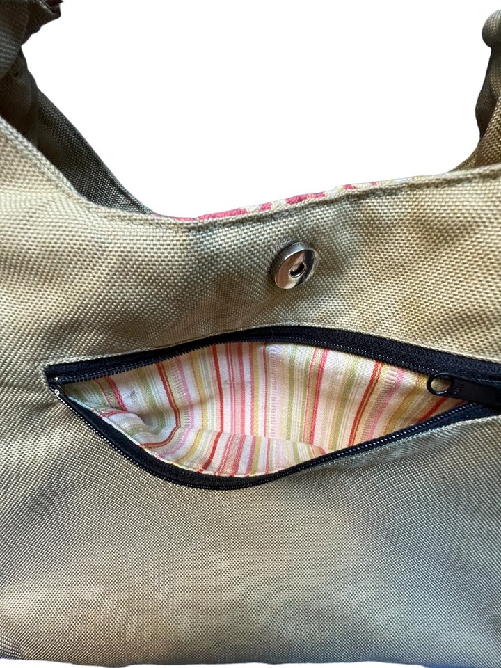 1154 Lisa Lill Studio Shoulder Bag Purse Fabric Coral Green Floral ...