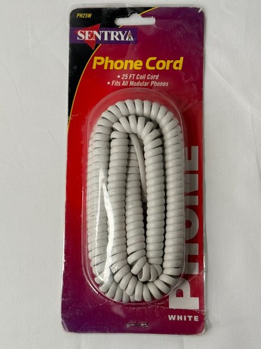 25 Feet White Phone Coil Cord Modular Telephone Handset Cable 25 ft ...