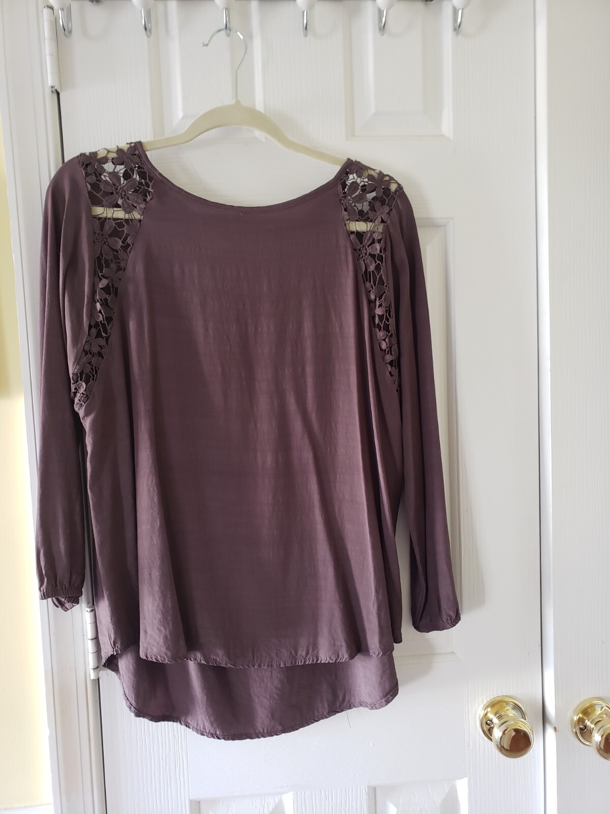Comme Toi Women's Rayon Brown Tunic Top Long Sleeve Lace Trim Size S | eBay