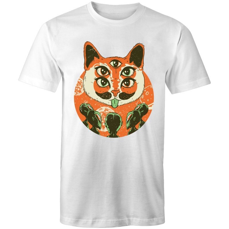 Men's Trippy Cat Alien T-shirt - Crazy Festival Weird Tee Shirt - All ...