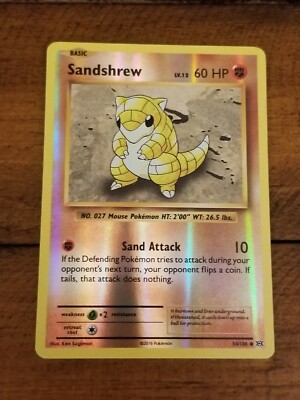 SANDSHREW 54/108 Reverse Holo Rare XY Evolutions Pokemon Card Light ...