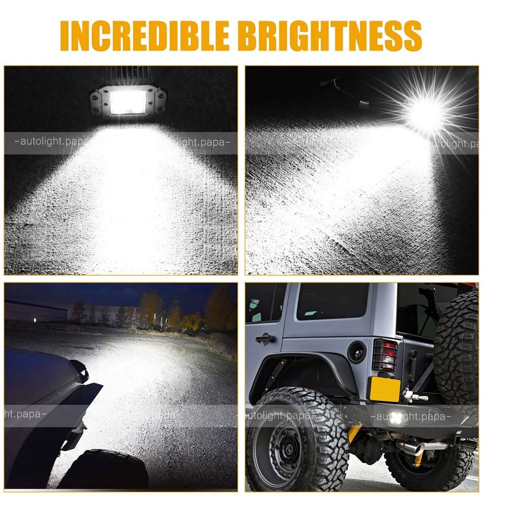 4x 5" 200W Flush Mount LED Lights Pods Backup Reverse Rear Bumper Off ...