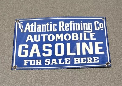 VINTAGE ATLANTIC GASOLINE MOTOR OIL PORCELAIN SIGN CAR GAS AUTO | eBay