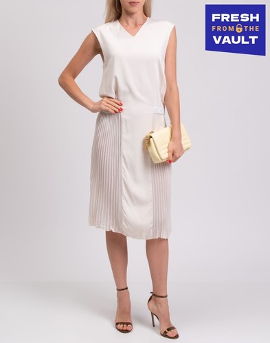 RRP€810 PORTS 1961 Crepe Silk Midi Dress Size L Contrast Knit Made in ...