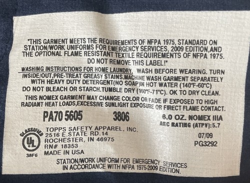 Topps Firefighter Nomex Station Uniform Work Pants Mens 38x29 | eBay