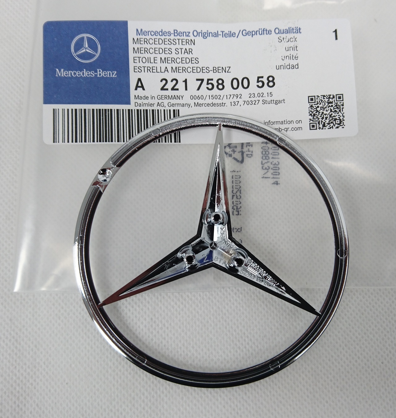 Genuine Mercedes-Benz W168 A-Class W221 Rear Boot Emblem Star Badge ...