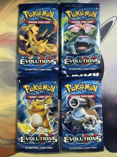 Pokémon 4x SET EMPTY XY Evolutions Booster Packs NO CARDS Full Art Set ...