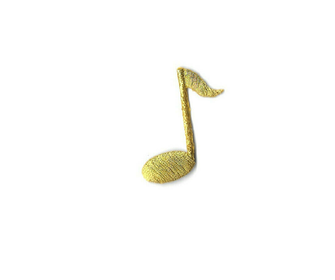 Music - Musical Note - Single Note - Gold Metallic Embroidered Iron On ...