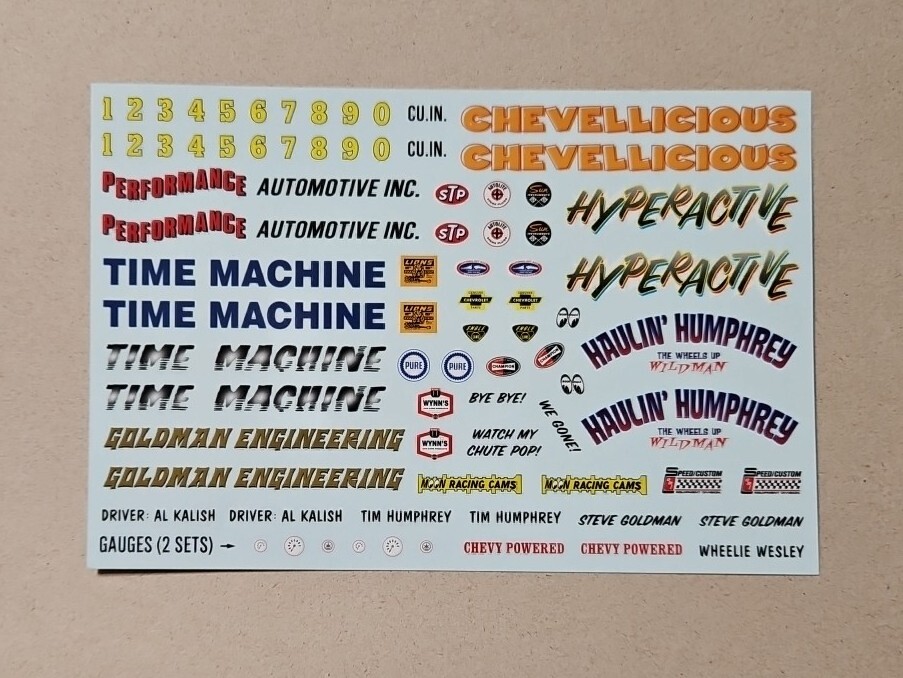 AMT 1/25 1965 CHEVELLE ALTERED WHEELBASE FUNNY CAR DECAL SHEET TIME ...